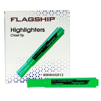 Flagship Desk Highlighter, Chisel Tip, Fluorescent Yellow, Dozen - W.B ...