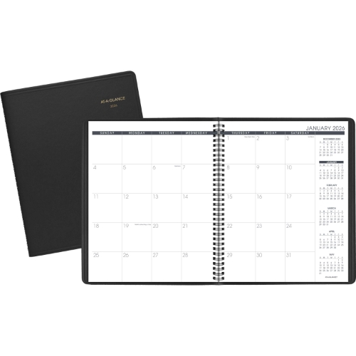AT-A-GLANCE Monthly Planner, 15 Month, 9" x 11", Black, Jan 2026 ...