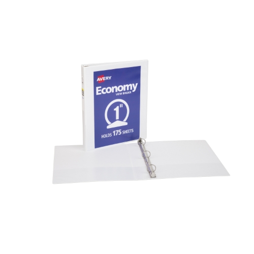 Avery Economy Vinyl Round Ring View Binder, 1" Capacity, White, 12 ...