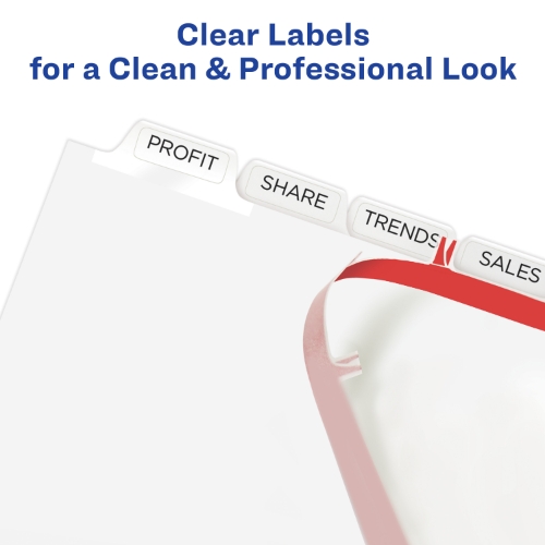 Avery Easy Print & Apply Clear Label 8 Tab Unpunched Dividers, White ...