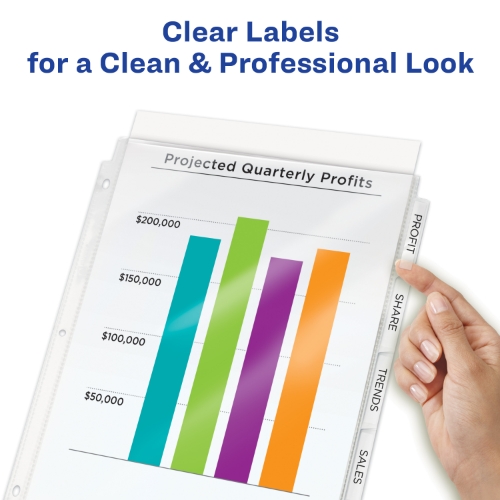 Avery Easy Print & Apply Clear Label 5 Tab Clear Sheet Protector ...