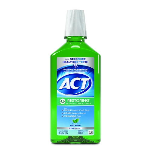 ACT Restoring Zero Alcohol Fluoride Mouthwash 33.8 fl. oz - W.B. Mason