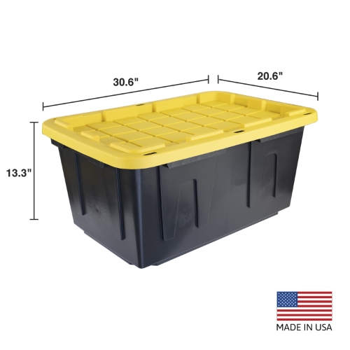 Continental Tough Box Heavy Duty Storage Tote w/ Snap Fit Lid, 27 Gal ...