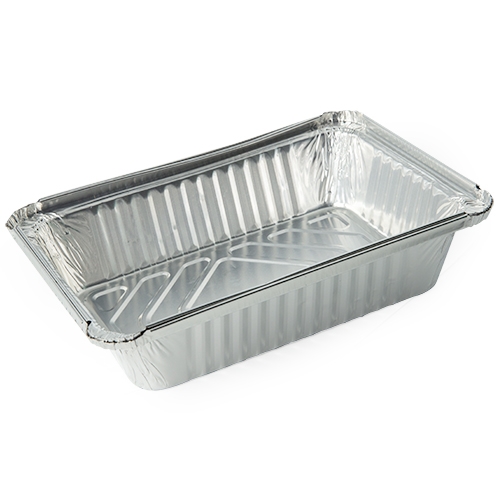 Chef's Supply Container, Foil, Oblong, 2-1/4 lb, Silver, 500/Case - W.B. Mason