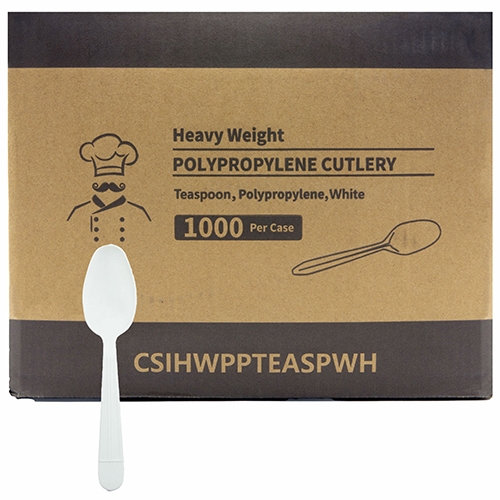 Chef's Supply Heavy Weight Plastic Teaspoons, White, 1,000/Case - W.B ...