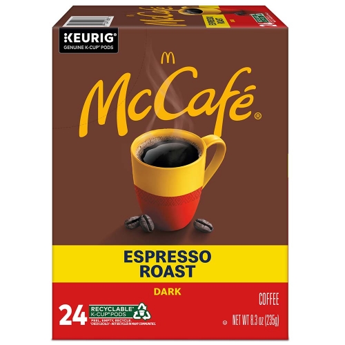 McCafe Espresso Roast K-Cup Pods, Dark Roast, 24/Box - W.B. Mason