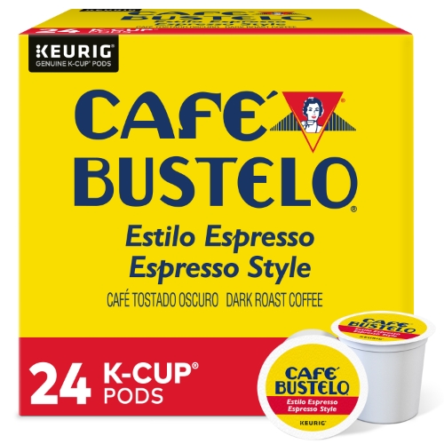 Café Bustelo Espresso Style K-Cup Pods, Dark Roast, 24/Box - W.B. Mason