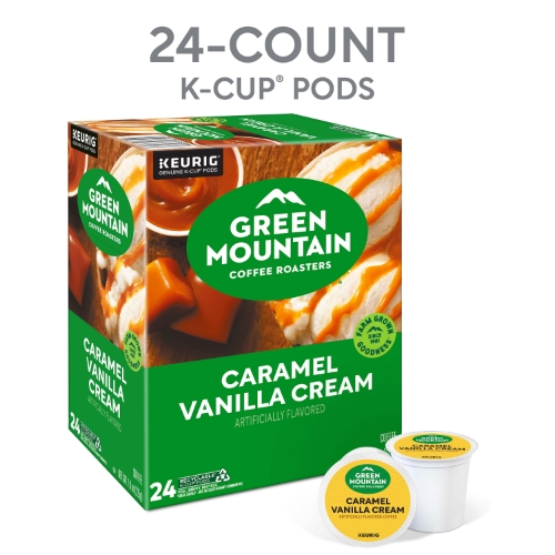 Green Mountain Coffee Caramel Vanilla Cream K-Cup Pods, Light Roast, 24 ...