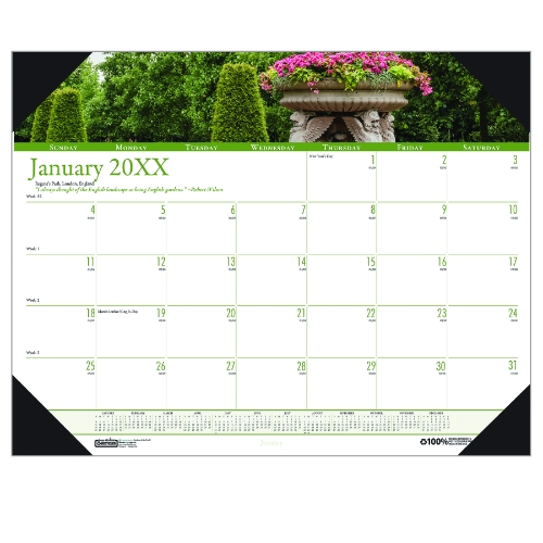 House of Doolittle Recycled Monthly Desk Pad Calendar, 12 Month, 22" x ...