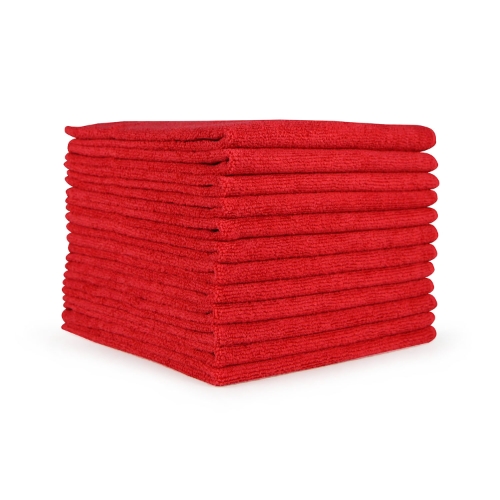 Hospeco Heavy-Duty Microfiber Cloth, 12" x 12" 300 gsm, Red - W.B. Mason