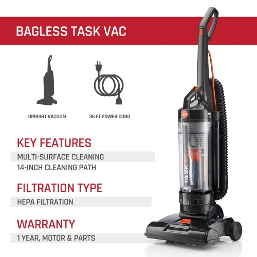 Hoover Commercial 14" TaskVac Bagless Lightweight Commercial Upright ...
