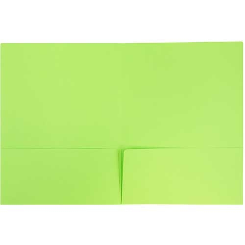 JAM Paper Premium Matte Cardstock Twin Pocket Folders, Lime Green, 100 ...