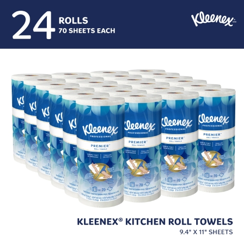 Kleenex Premier Kitchen Paper Towels, 1-Ply, White, 24 Rolls/Carton, 70 ...