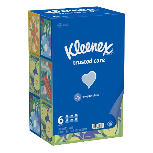 Kleenex Trusted Care Facial Tissue, 2-Ply, 160 Tissues/Box, 6 Boxes/Pack - W.B. Mason