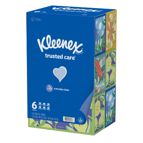 Kleenex Trusted Care Facial Tissue, 2-Ply, 160 Tissues/Box, 6 Boxes/Pack - W.B. Mason