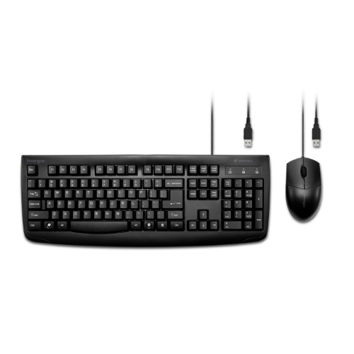 Kensington Pro Fit Washable Wired Desktop Set, USB Cable Keyboard And ...