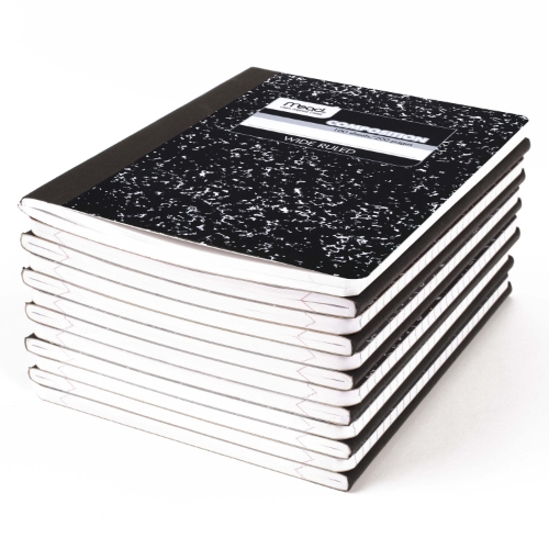 Mead Composition Book, Wide Ruled, 7 1/2" x 9 3/4", White/Black, 100 ...