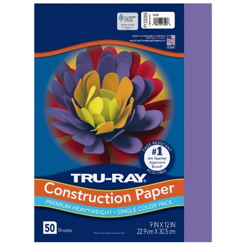 Tru-Ray Premium Heavyweight Construction Paper, 76 lb, 9" x 12", Violet ...