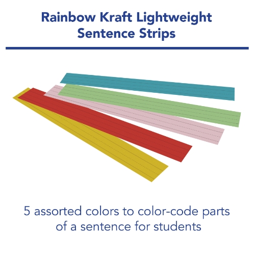 Rainbow Rainbow Kraft Lightweight Sentence Strips, 3" x 24", Assorted ...