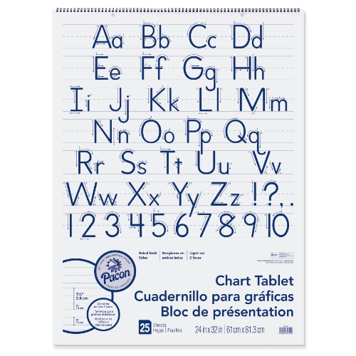 Pacon Chart Tablets Manuscript Pad, Manuscript Ruled,, 24" x 32", White ...