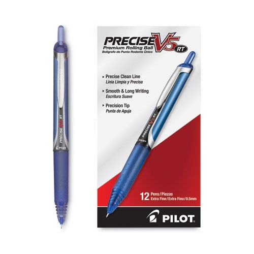 Pilot Precise® V5 Retractable Pens, Extra Fine Point, Blue Ink, Dozen ...