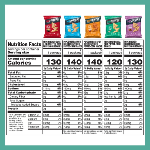 PopCorners 5 Flavor Variety Pack Popped Corn Chips Snacks, 1 oz, 28 ...