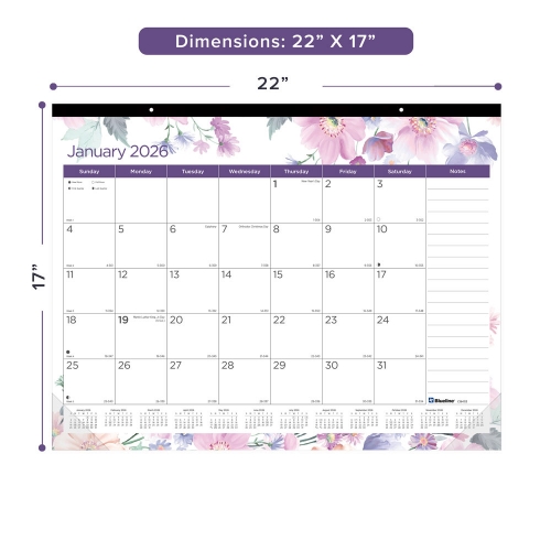 Rediform Colorful Monthly Desk Pad Calendar, 12 Months, 22" x 17 ...