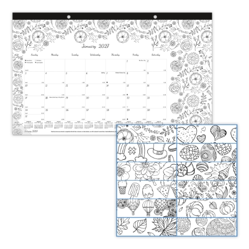 Rediform DoodlePlan Monthly Desk Pad Calendar, 12 Months, 17-3/4" x 10 ...