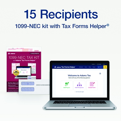Adams 2025 1099-NEC Online Tax Kit, 5-Part, 15 Forms/Pack - W.B. Mason
