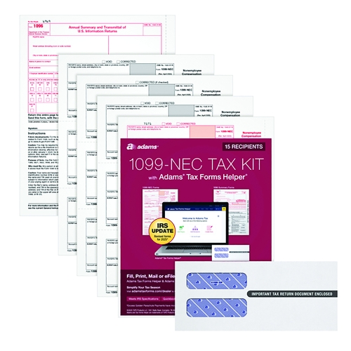 Adams 2025 1099-NEC Online Tax Kit, 5-Part, 15 Forms/Pack - W.B. Mason
