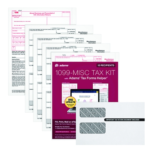Adams 2025 1099-MISC & 1096 Tax Forms with Security Envelopes, Laser, 4 ...