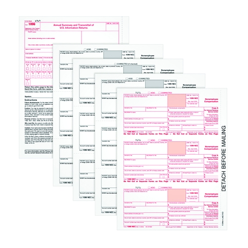 TOPS Adams 2025 1099-NEC & 1096 Tax Forms, 5-Part, 8.5" x 11", 50 Forms ...