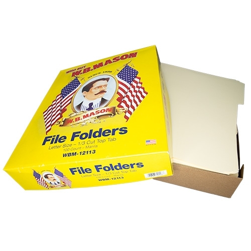W.B. Mason Co. File Folders, 1/3 Cut Assorted, One-Ply Top Tab, Letter ...