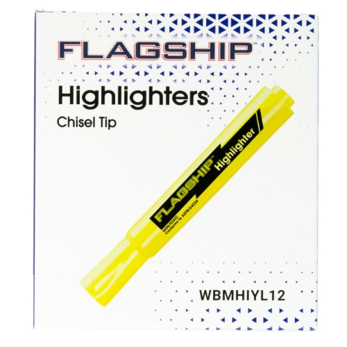 Flagship Desk Highlighter, Chisel Tip, Fluorescent Yellow, Dozen - W.B ...