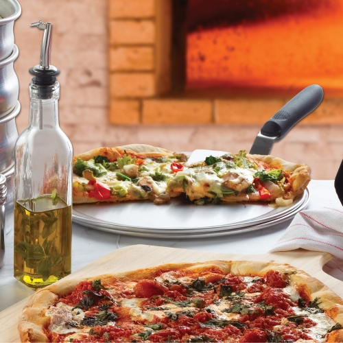 Winco Round Wide Rim Pizza Tray, 17" Dia, Aluminum, Silver - W.B. Mason